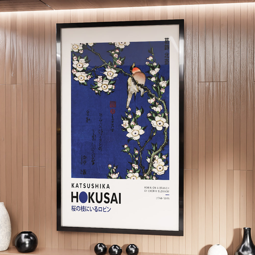 Katsushika Hokusai Robin On A Branch Of Cherry Blossom V2394 Canvas